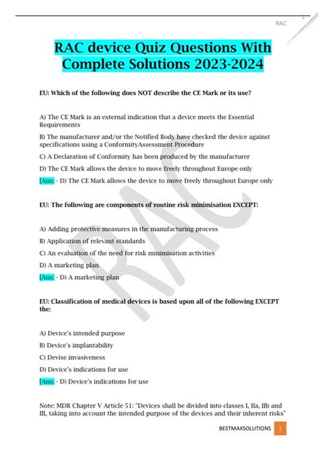 Rac Device Quiz Questions With Complete Solutions Rac Stuvia Us