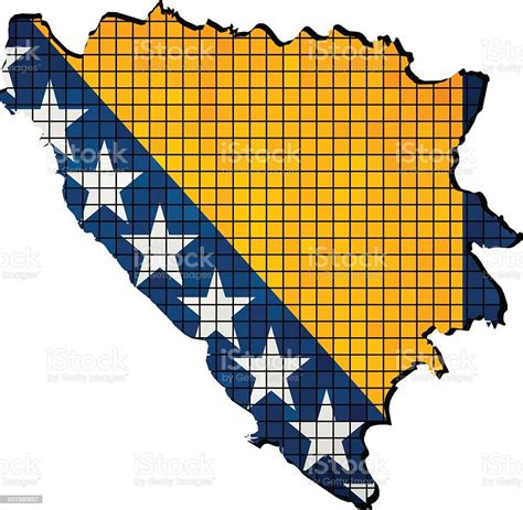 Bosnia And Herzegovina Map With Flag Inside Stock Illustration