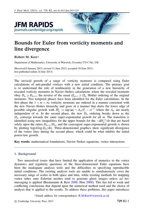 Pdf Bounds For Euler From Vorticity Moments And Line Divergence