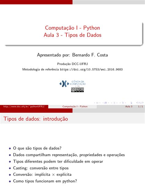 Aula3 1 Tipos Pdf Python Linguagem De Programação Tipo De Dados