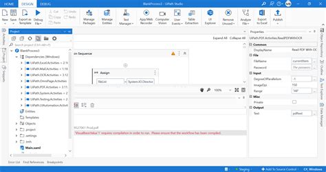 while using read pdf ocr i am getting error expression activity