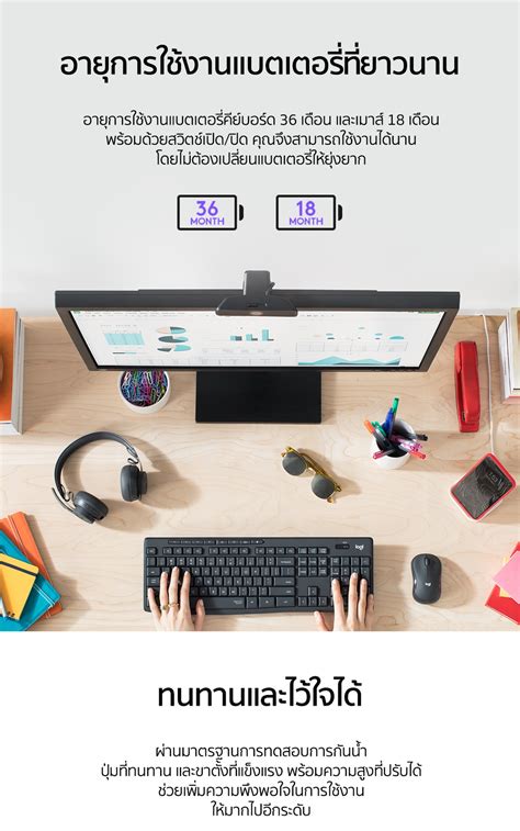 Logitech Mk295 Combo Wireless Mouse And Keyboard Silenttouch Th คีย์บอร์ดandเมาส์ ไร้สายเสียง