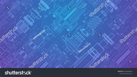 Technical Drawing Background Engineering Plan Scheme Stock Vector Royalty Free 1636485844
