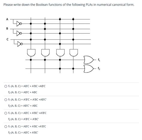Solved Please Write Down The Boolean Functions Of The