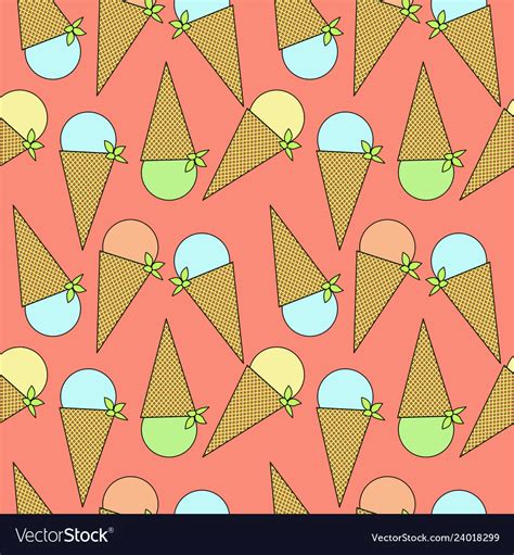 Ice Cream Cone Seamless Pattern Colorful Vector Image
