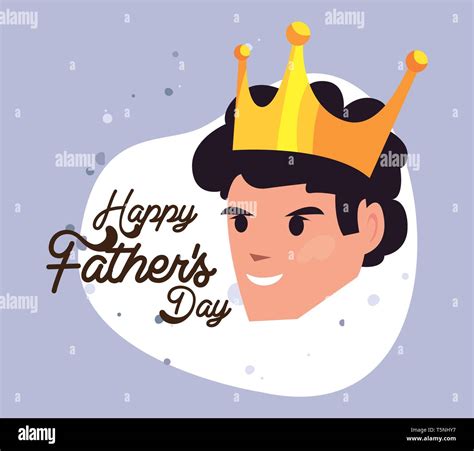 Dad With Crown Happy Fathers Day Vector Illustration Stock Vector Image