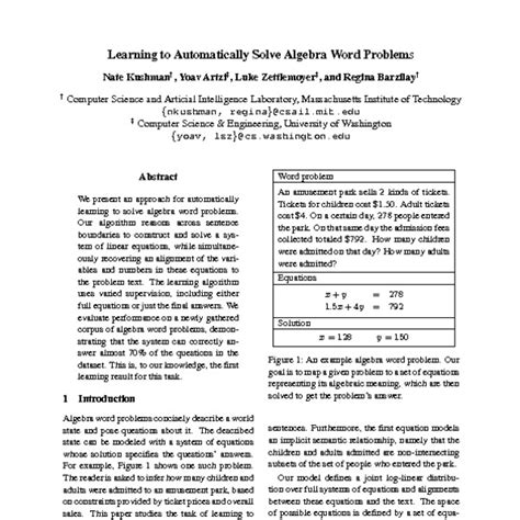 Learning To Automatically Solve Algebra Word Problems Acl Anthology