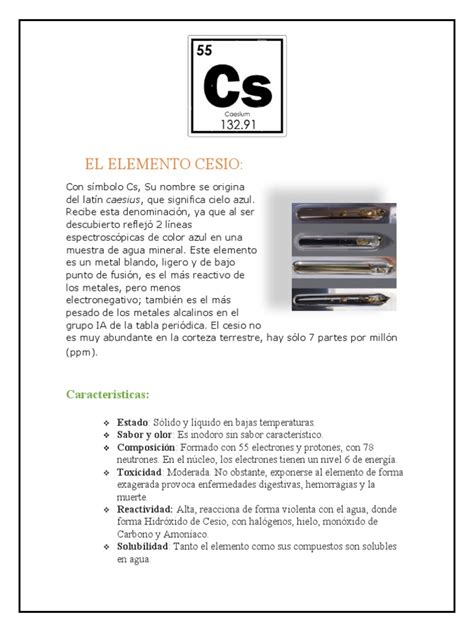 El Elemento Cesio Pdf Sustancias Químicas Química