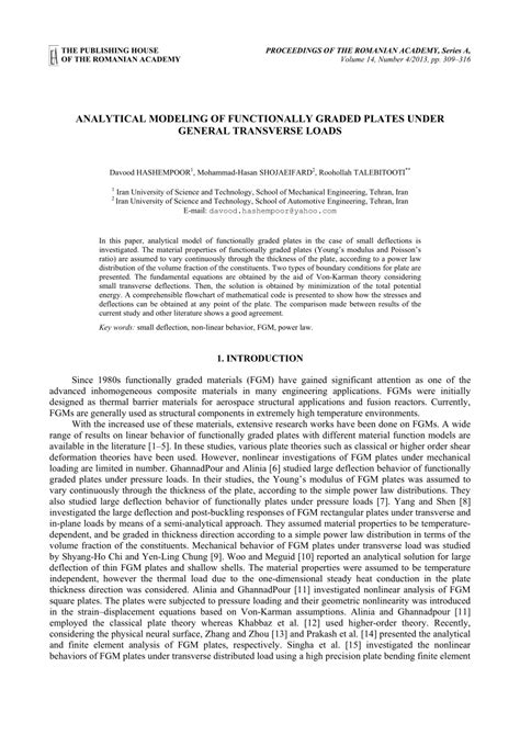 Pdf Analytical Modeling Of Functionally Graded Plates Under General Transverse Loads