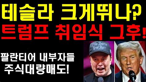 테슬라 얼마나 더 오를까 트럼프 취임식 그후 팔란티어 내부자 대량 주식매도 테슬라 장기투자를 어떻게 해야할까 틱톡 인수에 대해서 머스크가 침묵하는 이유 Youtube