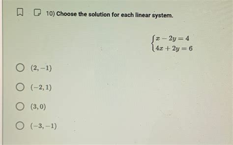 Solved Choose The Solution For Each Linear Chegg Com