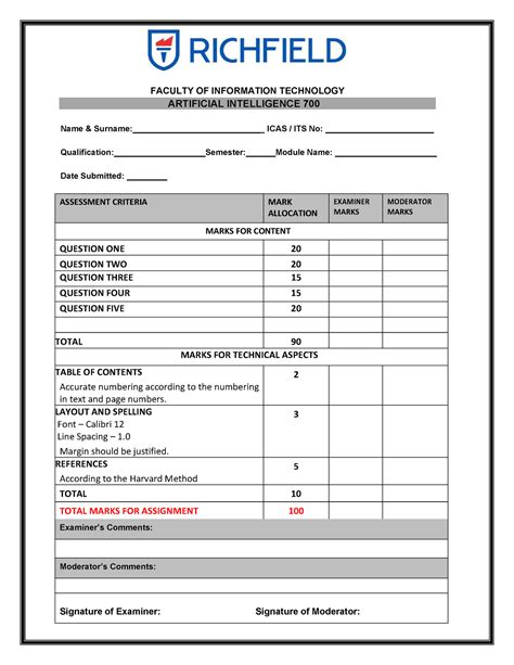 Artificial Intelligence 700 Assignment Faculty Of Information