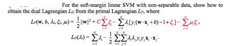 Solved For The Soft Margin Linear SVM With Non Separable Chegg