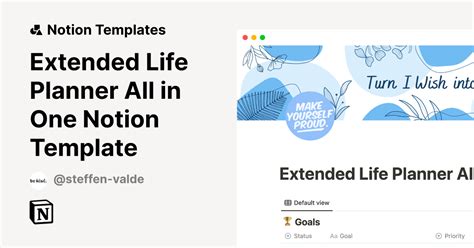 extended life planner all in one notion template by steffen valde