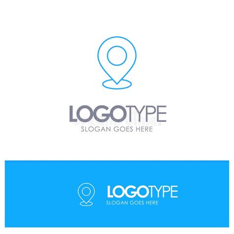 Location Map Mark Marker Pin Place Point Pointer Blue Outline Logo With Place For Tagline
