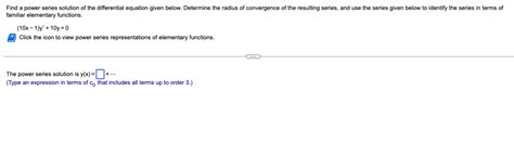 Solved Find A Power Series Solution Of The Differential