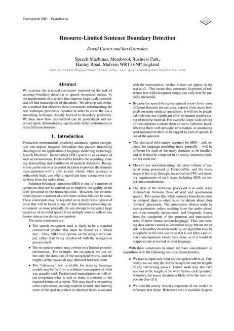 Pdf Resource Limited Sentence Boundary Detection