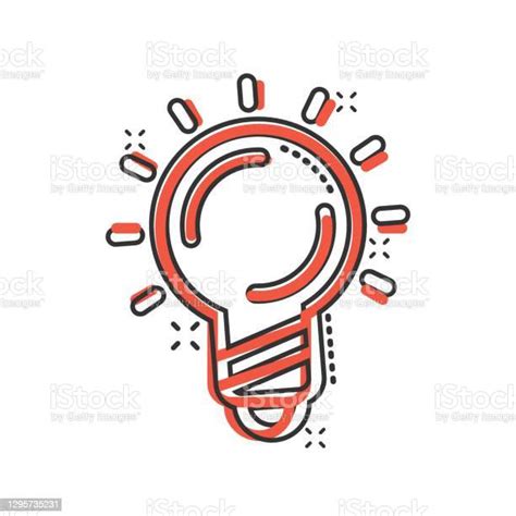 만화 스타일의 전구 아이콘 흰색 고립 된 배경에 전구 만화 벡터 그림 램프 아이디어 스플래시 효과 비즈니스 컨셉 광선에 대한 스톡 벡터 아트 및 기타 이미지 Istock