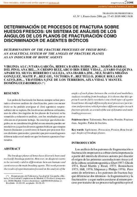 (PDF) Determinación de procesos de fractura sobre huesos frescos: un sistema de análisis de los ...