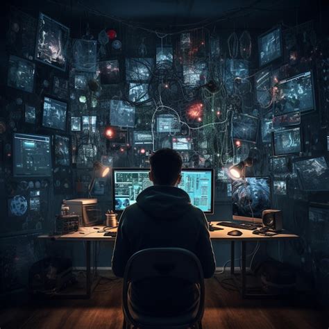 Premium Ai Image A Men Doing Hacking Generated Ai