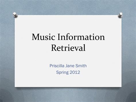 Music Information Retrieval A Literature Review Ppt