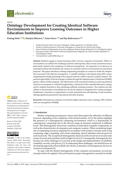 PDF Ontology Development For Creating Identical Software Environments To Improve Learning
