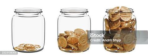 동전으로 가득 찬 투명한 유리 항아리 스페어 체인지 개념 저축 예산 편성 재정 성장 또는 모금 0명에 대한 스톡 벡터 아트 및 기타 이미지 Istock