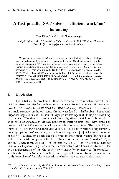 Pdf A Fast Parallel Sat Solver — Efficient Workload Balancing