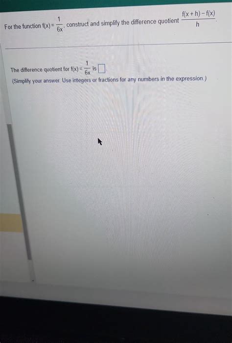 solved for the function f x 6x1 construct and simplify the