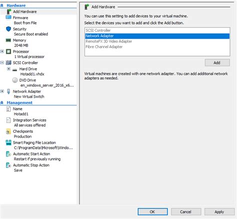 Hyper V Hot Add Virtual Hardware In Windows 2016 Vembu Com