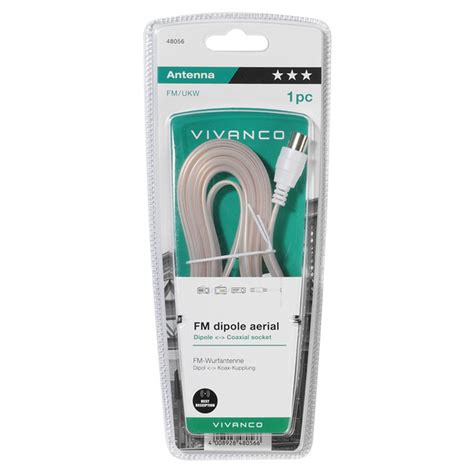 Vivanco 48056 Fm Dipole To Coax Socket Aerial Hughes