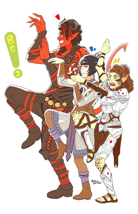 Shadowheart Karlach And Lae Zel Dungeons Dragons And More Drawn By Shea Parfait Danbooru