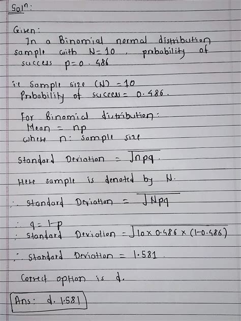 [solved] Sd Of This Distribution In A Binomial Normal Distribution Sample Course Hero