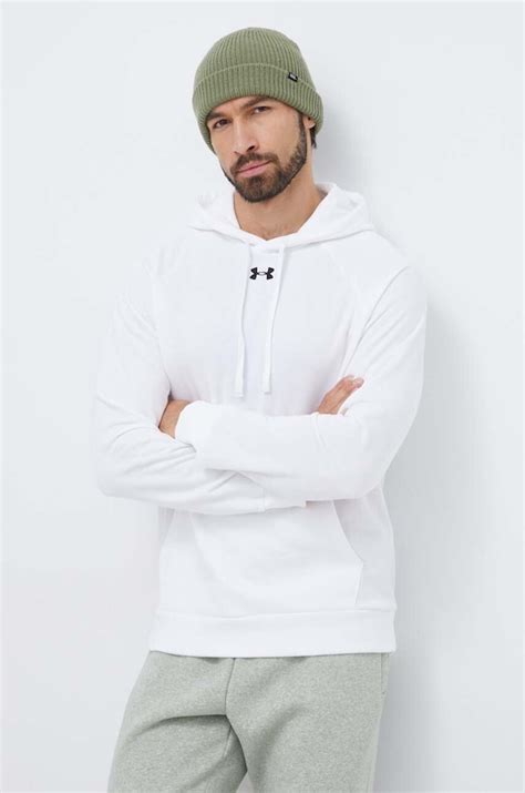 Суичър Under Armour в бяло с качулка с изчистен дизайн Answearbg