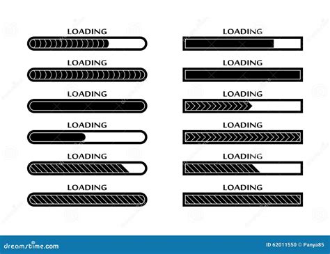set of loading uploading downloading status bar stock vector