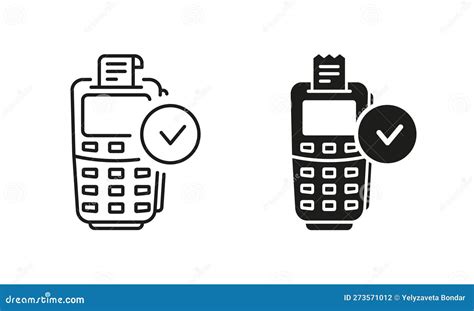 Success Payment On Payment Terminal Line And Silhouette Icon Set Approve Transaction On Pos