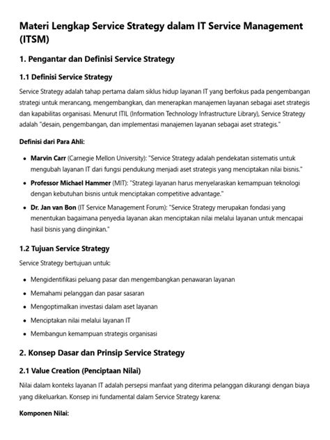 Materi Lengkap Service Strategy Itsm Pdf