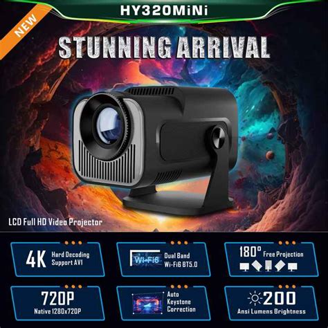 Hy320 Mini Android11 Portable Projector Dual Wifi6 Projector Native