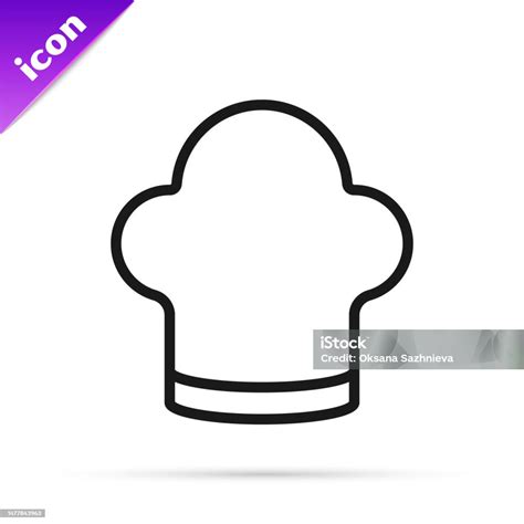 흰색 배경에 격리 된 블랙 라인 요리사 모자 아이콘 요리 기호 모자를 요리합니다 벡터 검은색에 대한 스톡 벡터 아트 및 기타