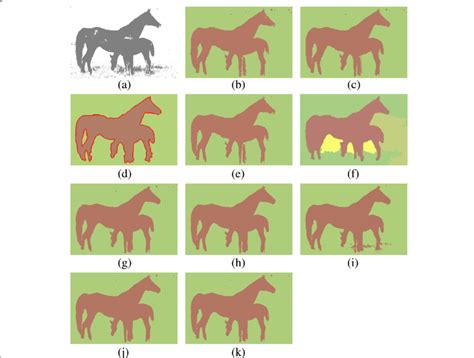 segmentations of the image 113044 c two regions a hmrffcm b