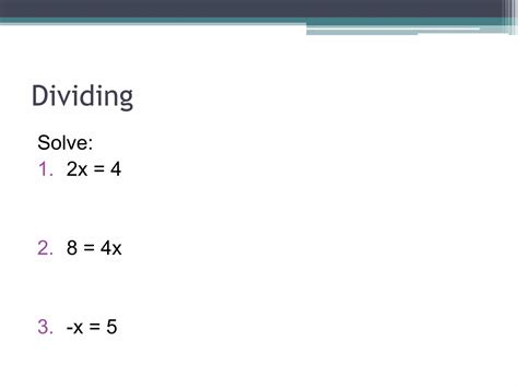 Solving One Step Equations PPT