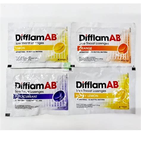 Difflam Ab Sore Throat Lozenges 6s Lemon Blackcurrant Orange