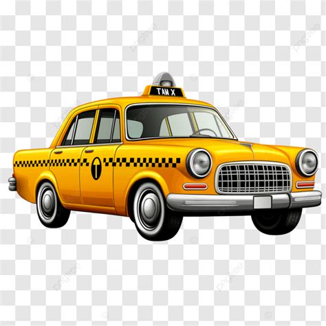 Vintage Yellow Taxi Cab Clipart Illustration Vintage Yellow Taxi
