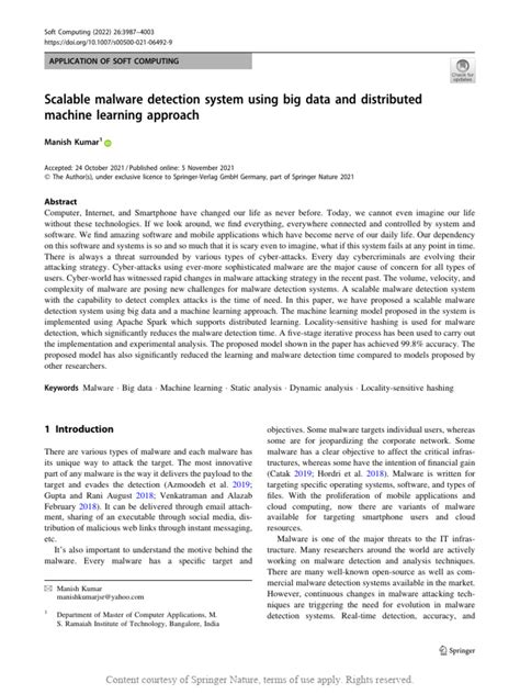 scalable malware detection system using big data a pdf apache spark