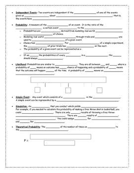 Probability Interactive Notes By Making Math Meaningful TpT