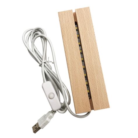 높은 품질 광장 나무 Led 디스플레이 밤 빛 기본 홀더 스탠드 3d Led 램프 Usb 전원 나무 자료 Diy 아크릴