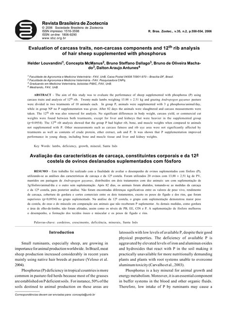 Pdf Evaluation Of Carcass Traits Non Carcass Components And 12th Rib