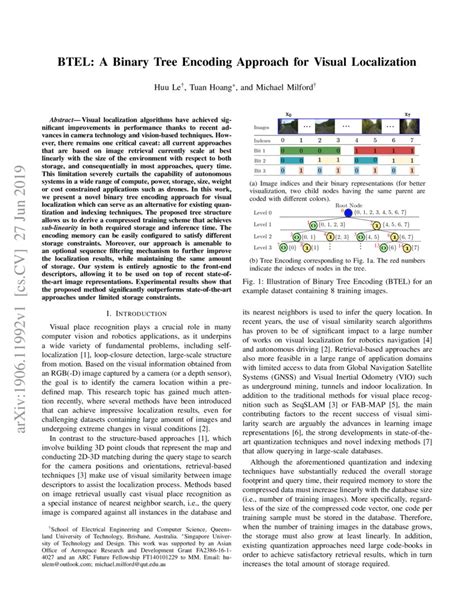 Btel A Binary Tree Encoding Approach For Visual Localization Deepai