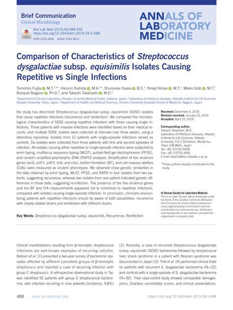 Pdf Comparison Of Characteristics Of Streptococcus Dysgalactiae Subsp Equisimilis Isolates