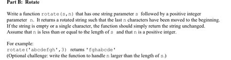 Solved Part B Rotate Write A Function Rotate Sn That Has